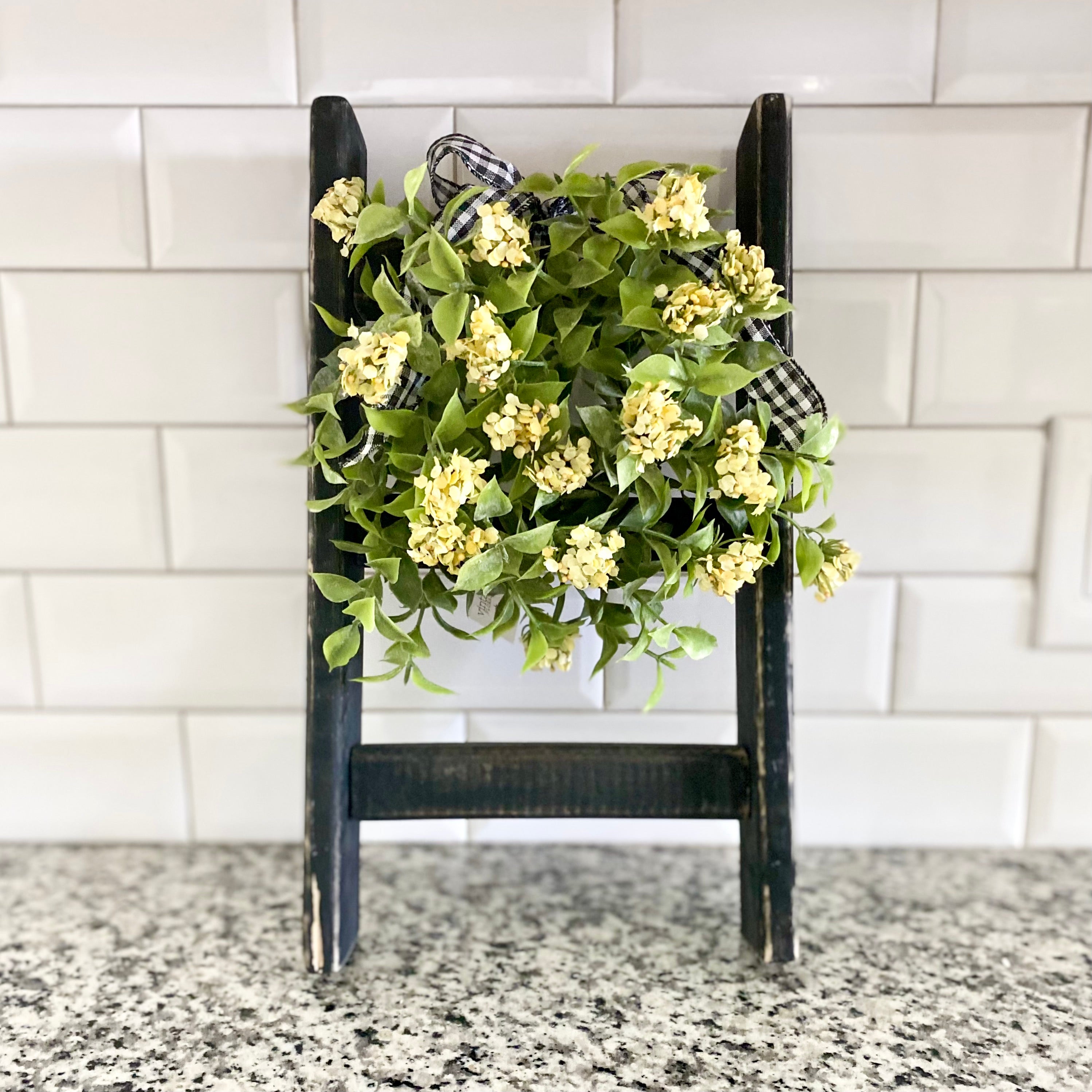 Distressed Black Wooden Countertop Ladder – Decor By Amanda