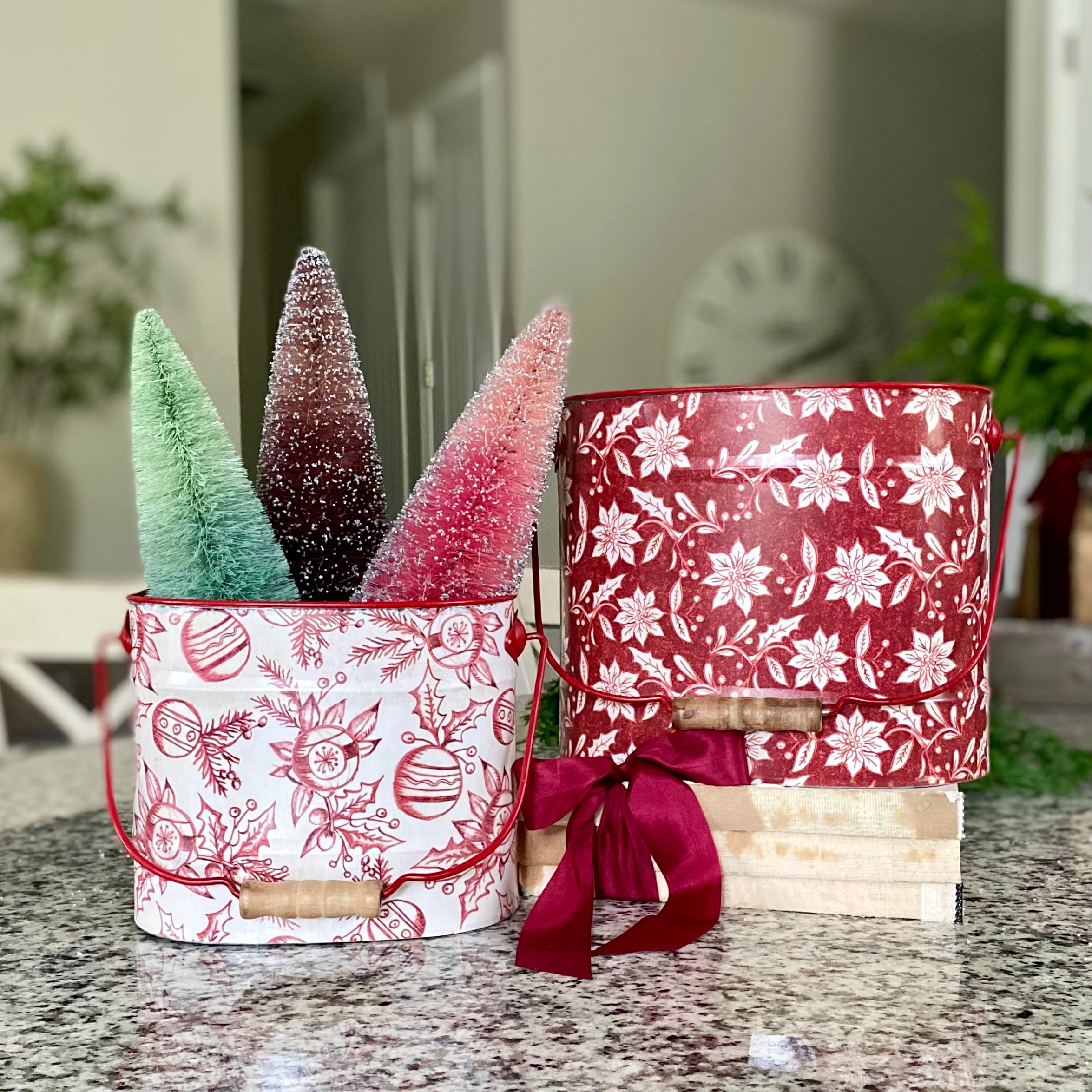 Set/2 Christmas Pattern Buckets – Decor By Amanda