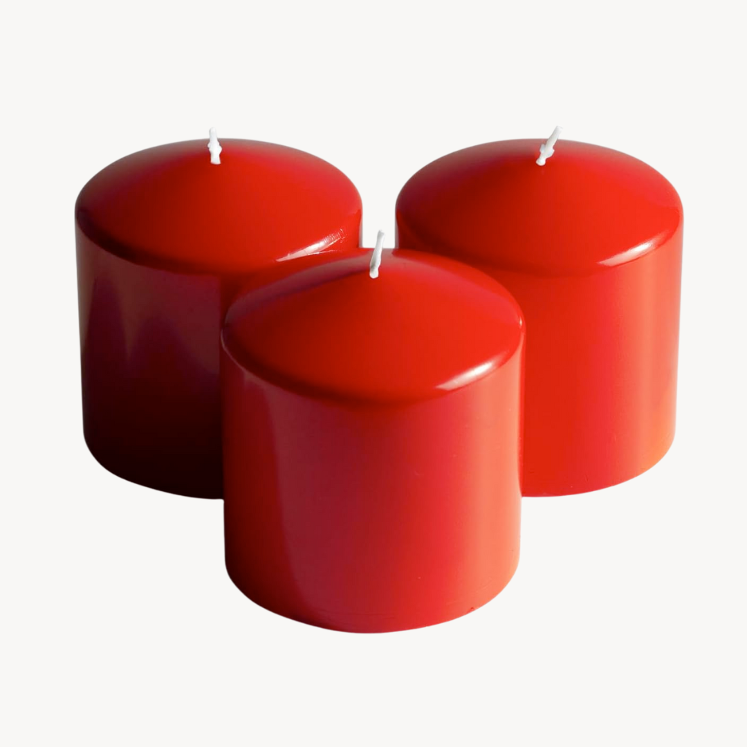 Set/3 Red Unscented Pillar Candles – Decor By Amanda